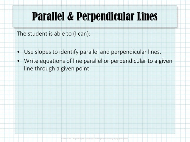 1.4.4 Parallel and Perpendicular Line Equations | PPT