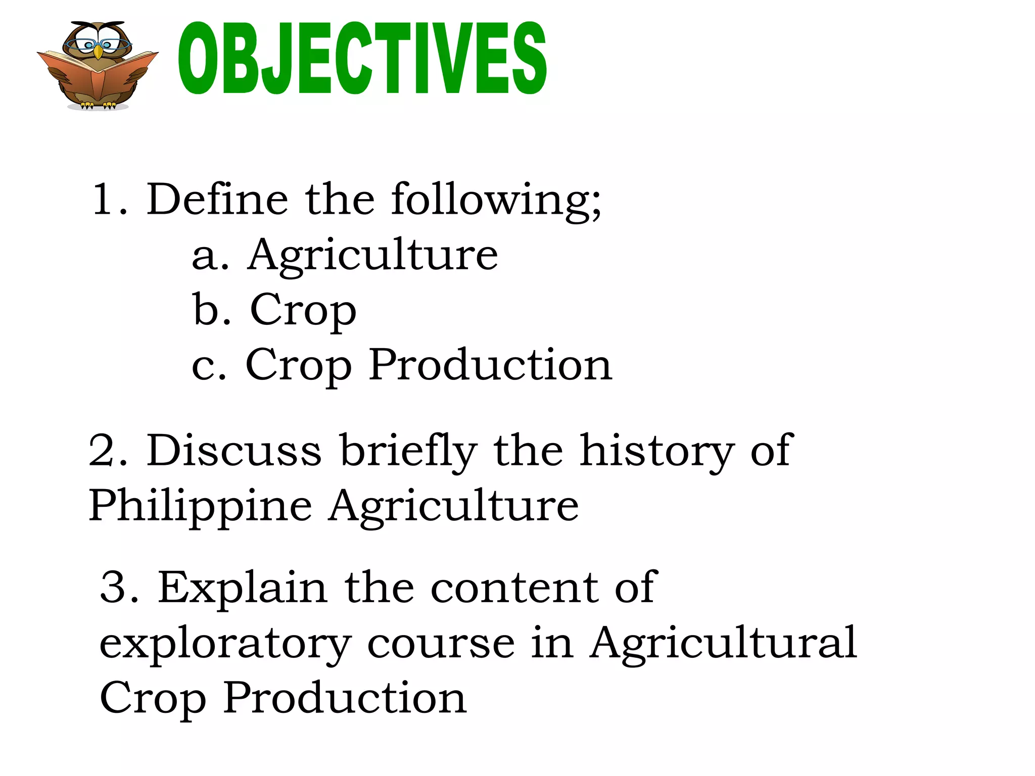 An introduction to Agricultural Crop Production | PPT