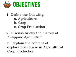 An introduction to Agricultural Crop Production | PPT