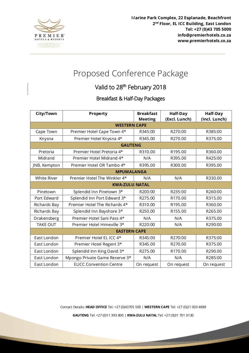Group Conference packages by Premier Hotels & Resorts