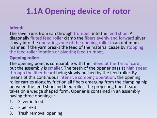 ROTOR SPINNING PROCESS | PPTX | Needlework | Arts and Crafts