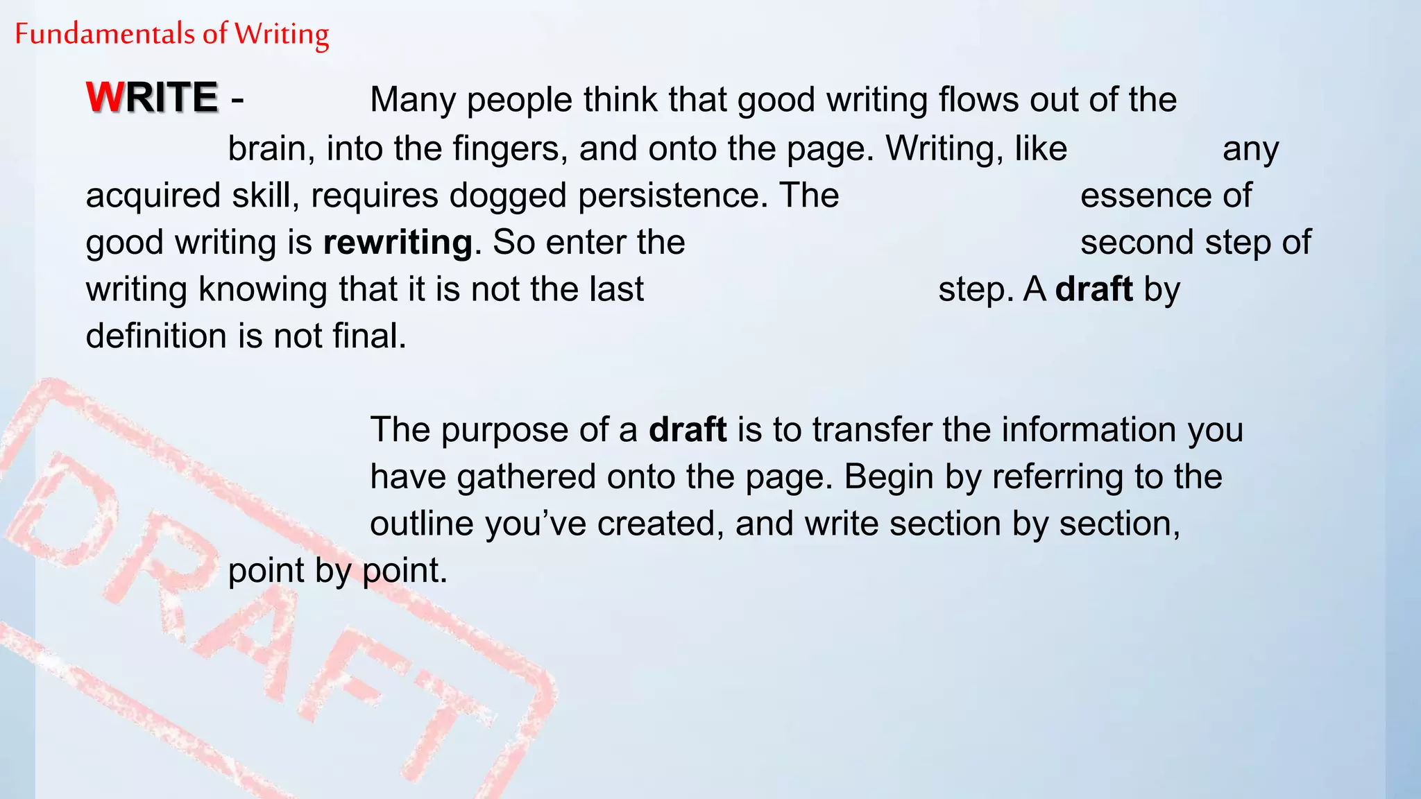 Fundamentals of writing | PPTX