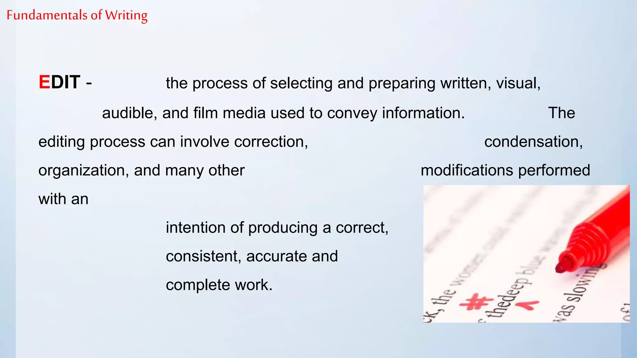 Fundamentals of writing | PPTX