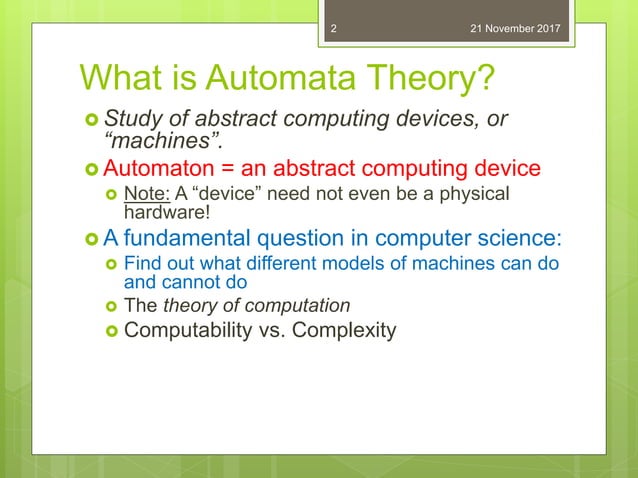 1.2. introduction to automata theory | PPTX | Programming Languages | Computing
