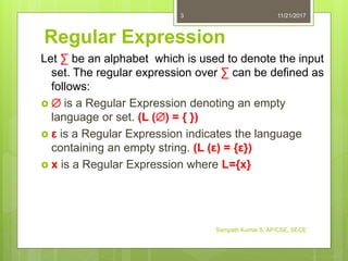 1.5 & 1.6 regular languages & regular expression | PPTX | Programming Languages | Computing