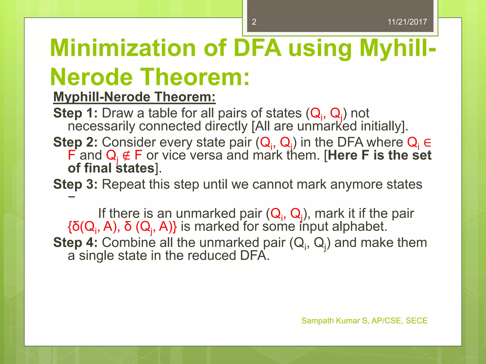 19 Minimization Of Dfa Pptx Technology And Computing