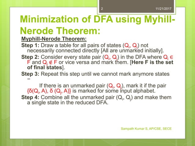 1.9. minimization of dfa | PPTX | Technology & Computing
