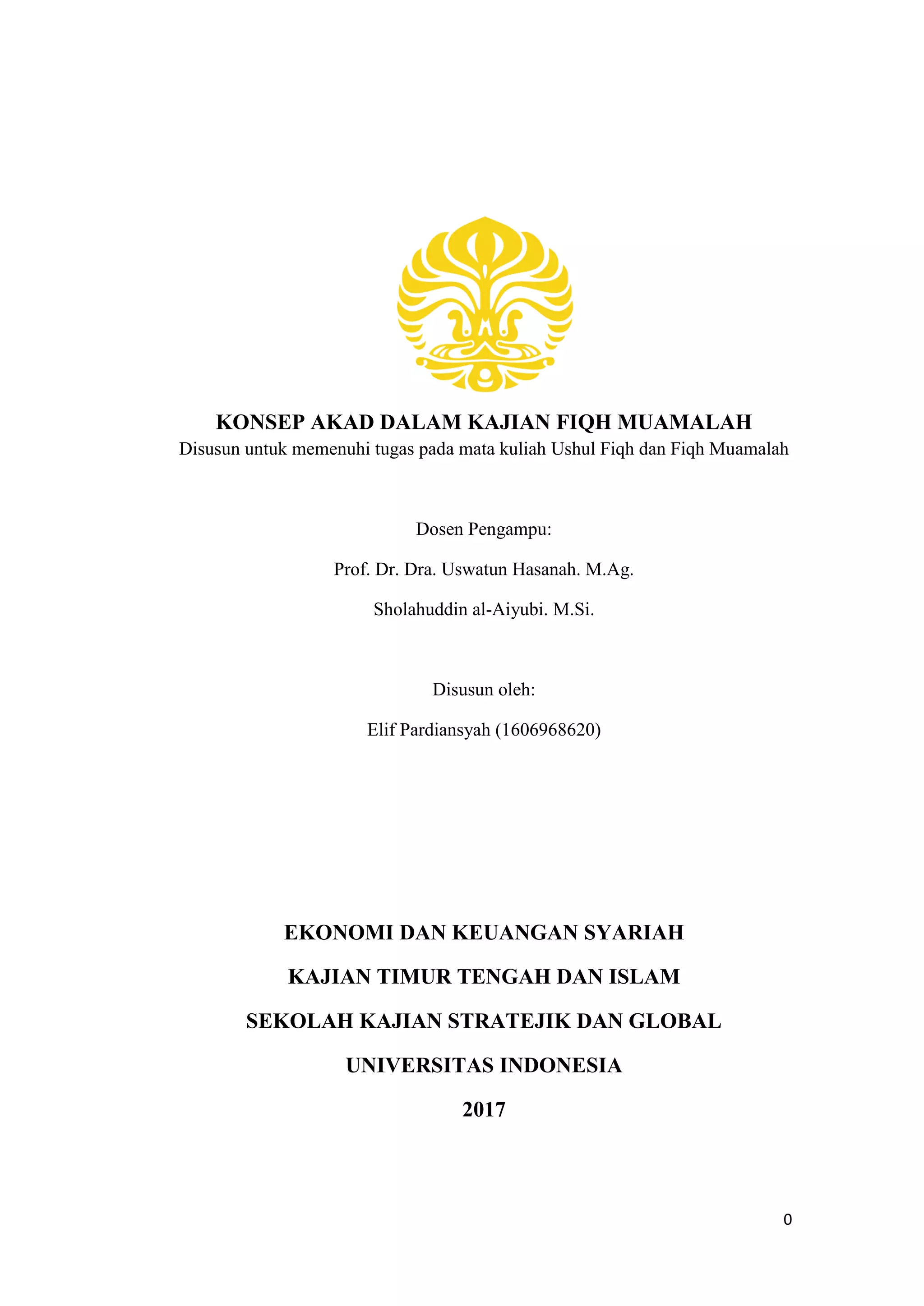 Konsep akad dalam kajian fiqh muamalah | PDF