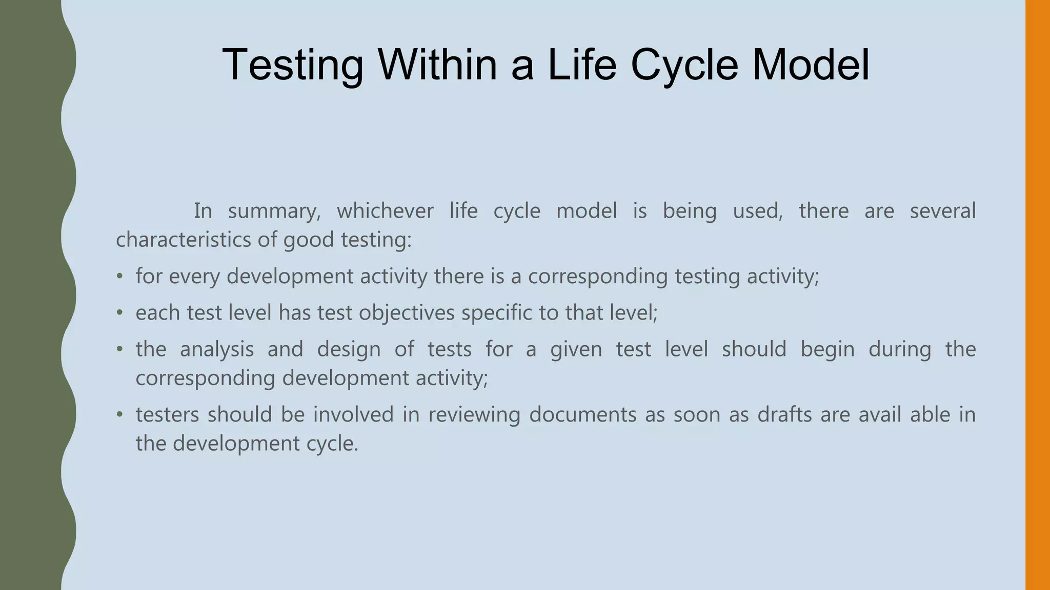 Testing Throughout the Software Life Cycle (Chapter 2) | PPT