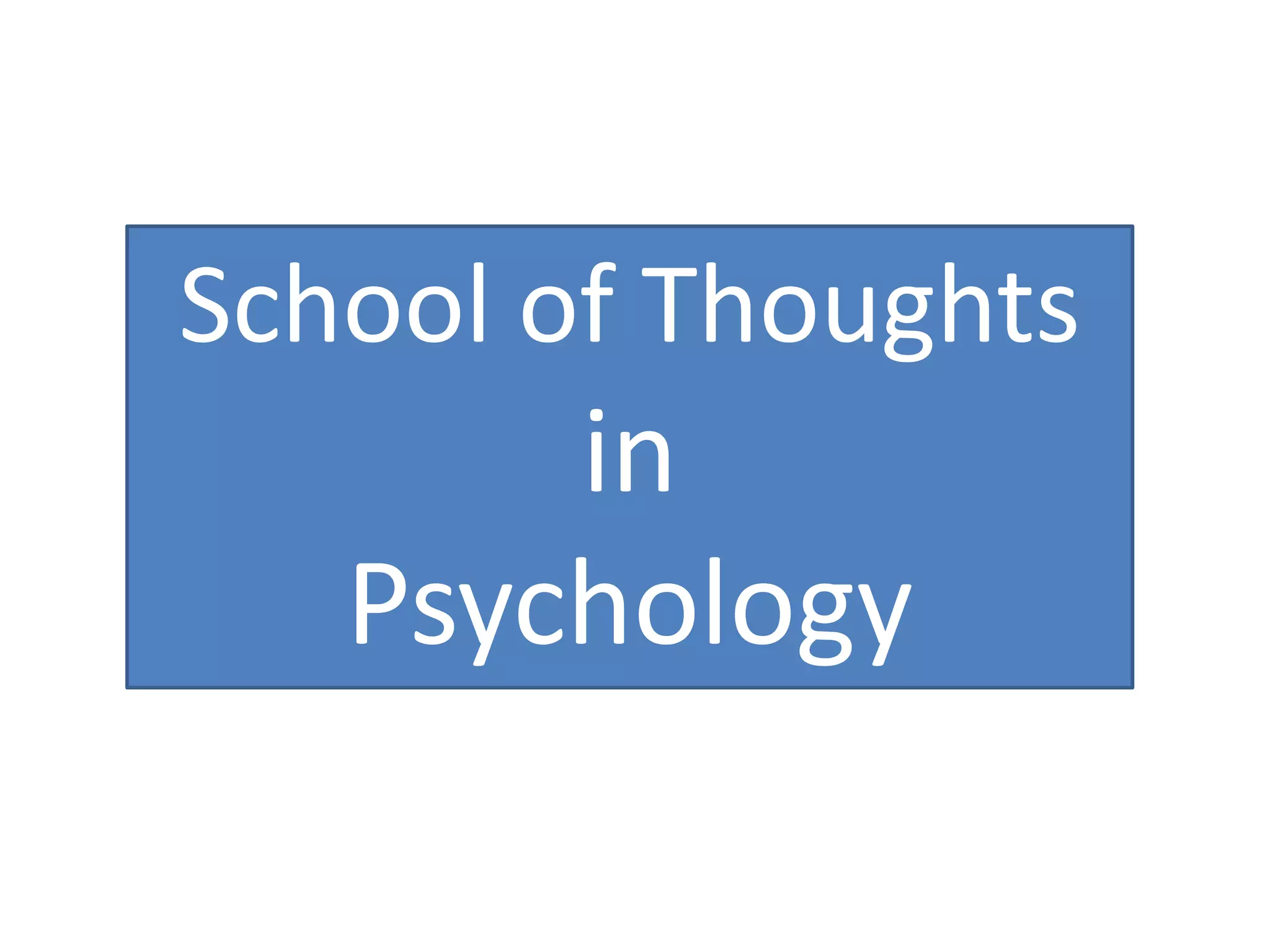School of thoughts in psychology | PPT