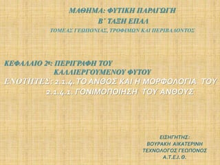 1η ΠΑΔ ΑΝΘΟΣ - ΓΟΝΙΜΟΠΟΙΗΣΗ | PPTX