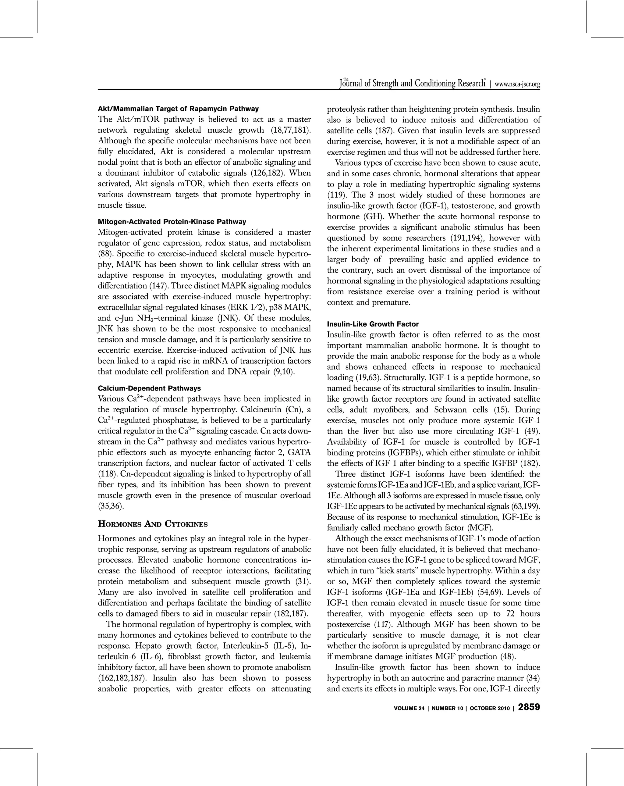 1.0. schoenfeld jscr (2010) mechanisms of muscle hypertrophy | PDF