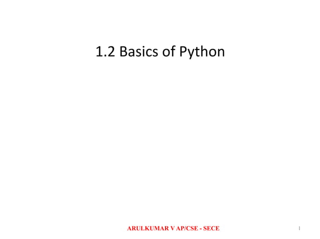 1. basics of python | PPT
