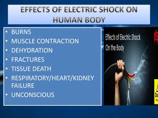 Electrical safety precautions and Electric shocks | PPTX