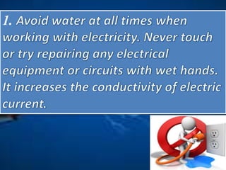 Electrical safety precautions and Electric shocks | PPTX