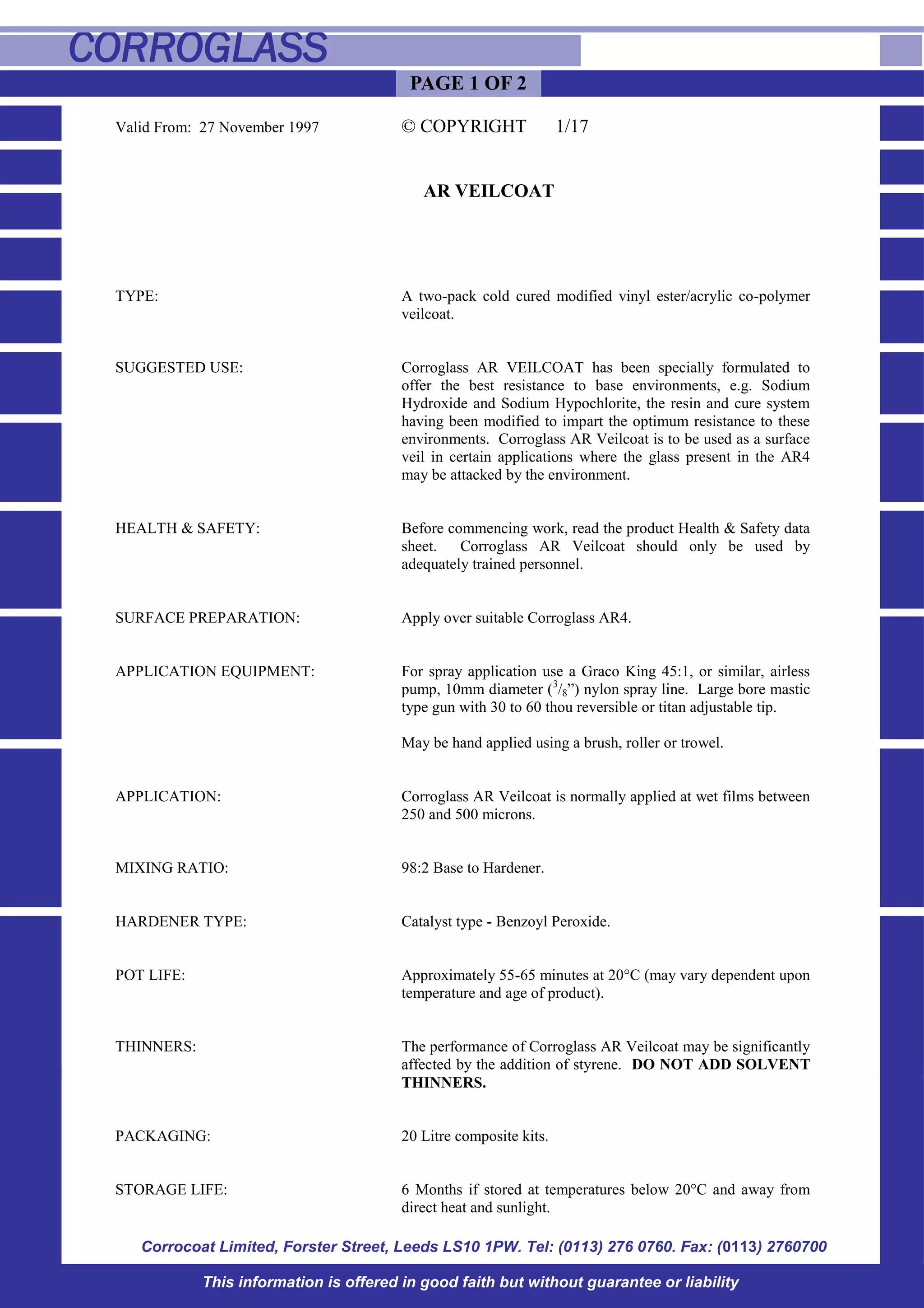 CORROGLASS AR VEILCOAT | PDF