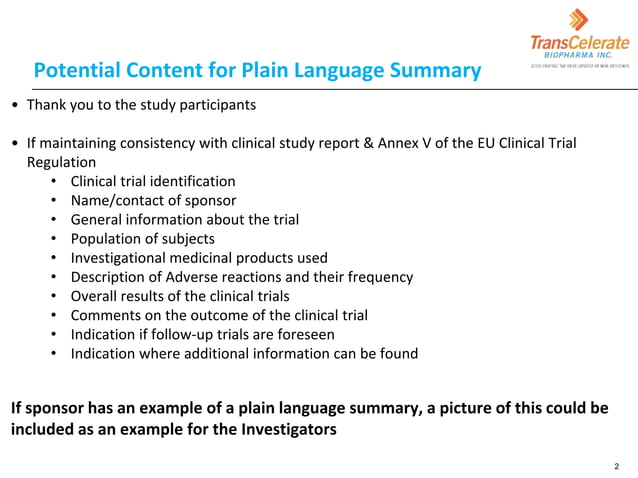 Investigator Educational Material for Layperson Summary | PPT