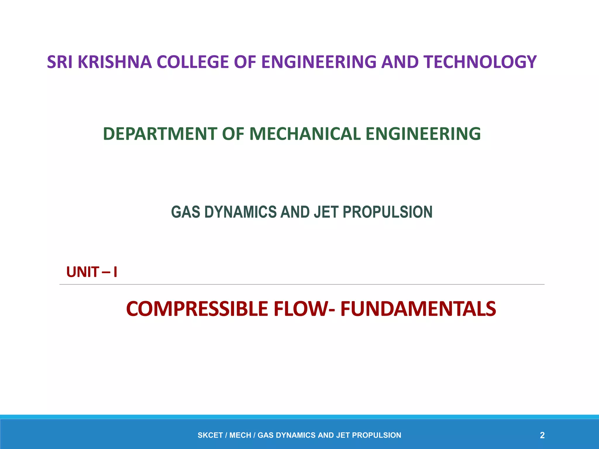 GAS DYNAMICS AND JET PROPULSION | PPTX