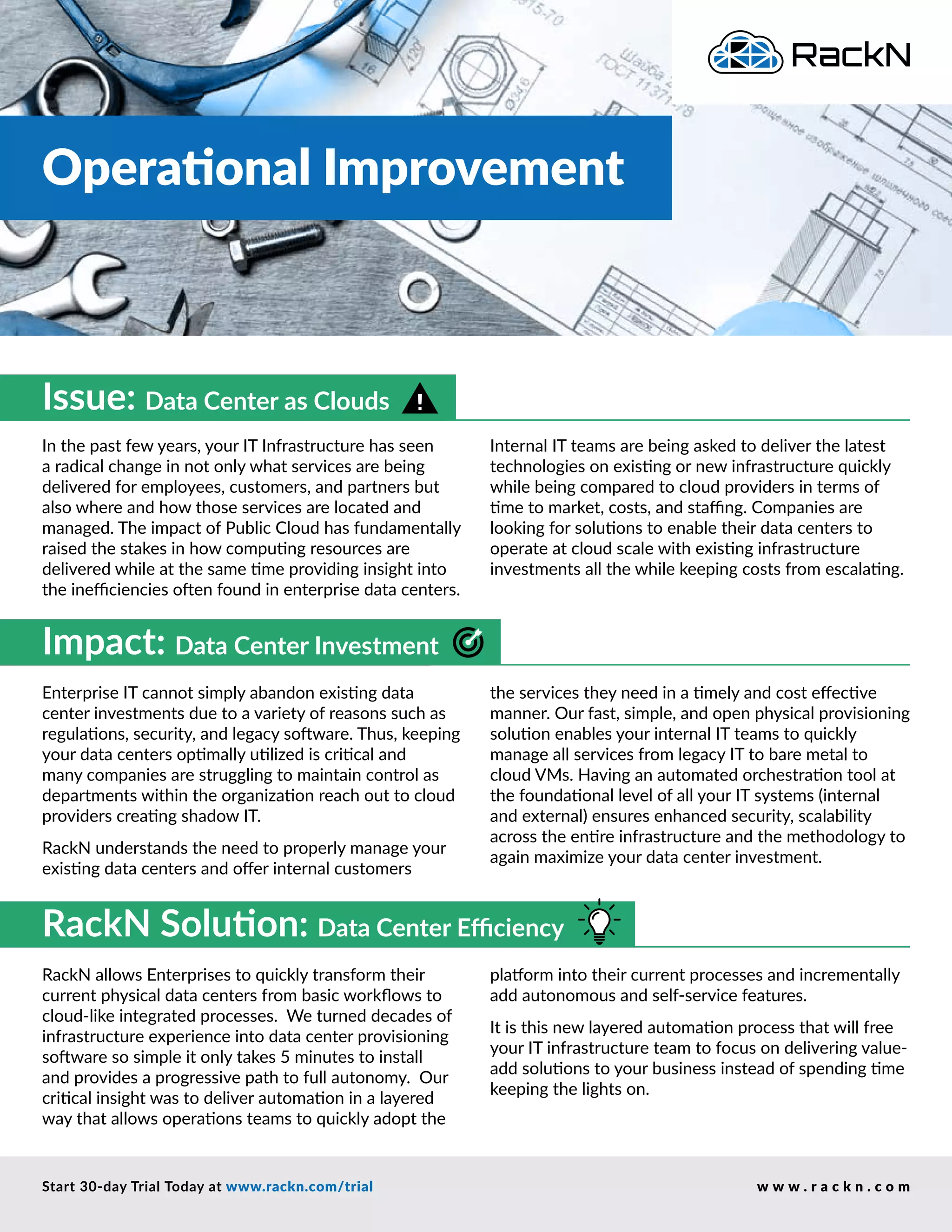 Operational Improvement Issues, Impacts and Solution from RackN | PDF