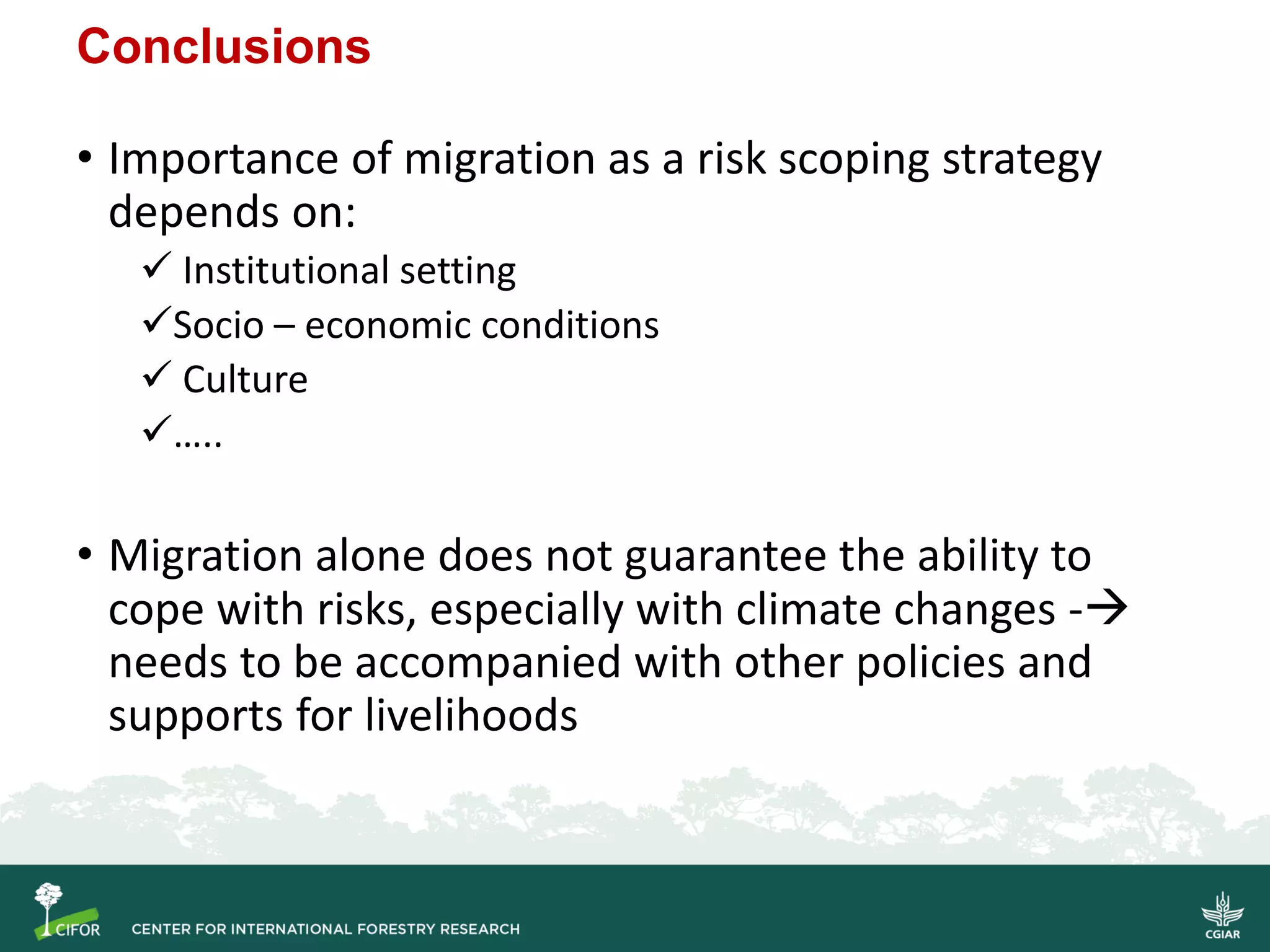 Importance of migration as local risk scoping strategy in response to ...