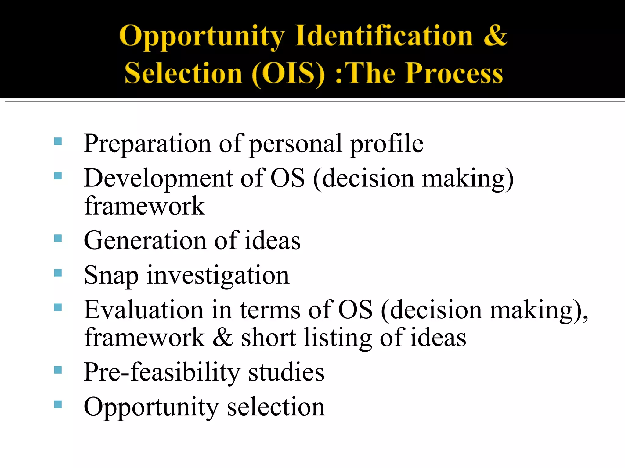 BUSINESS OPPORTUNITY AND SELECTION | PPT