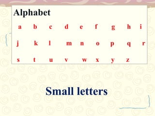 Alphabets. Vowels. Consonants. Small Letters. Capital Letters | PPT