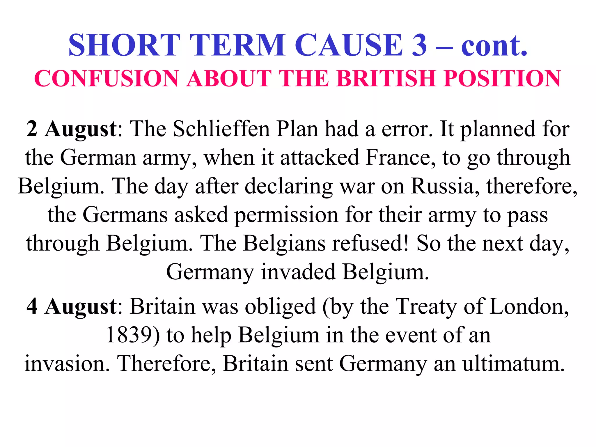 CAMBRIDGE IGCSE HISTORY: LONG/SHORT TERM CAUSES OF WORLD WAR 1 | PPT ...