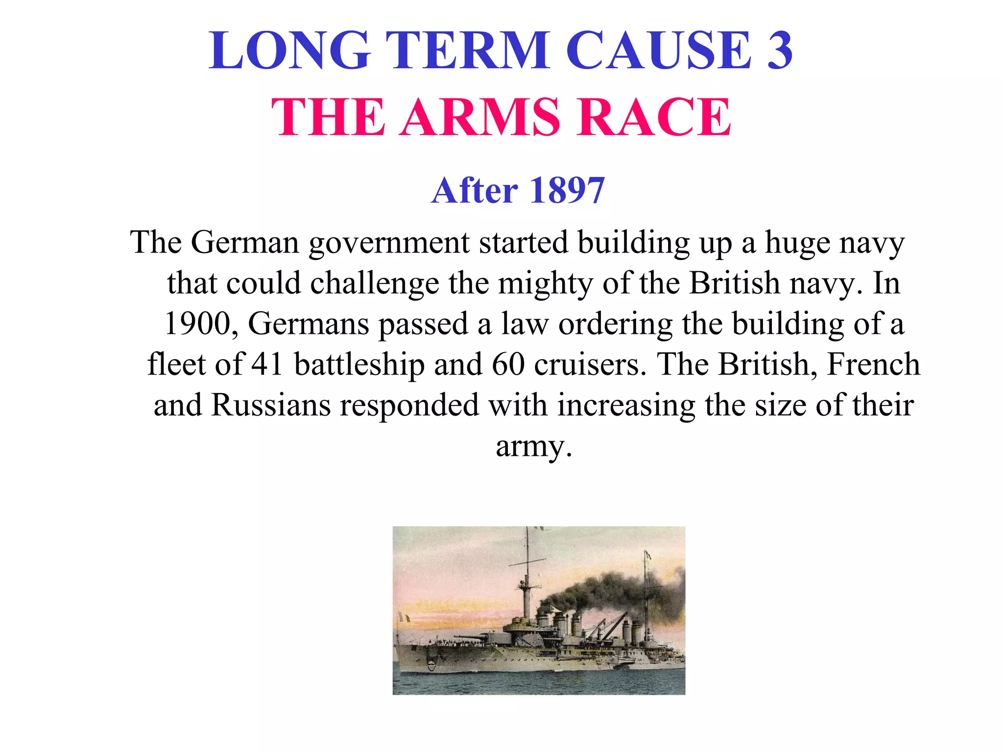CAMBRIDGE IGCSE HISTORY: LONG/SHORT TERM CAUSES OF WORLD WAR 1 | PPT ...