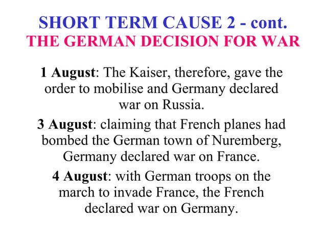 CAMBRIDGE IGCSE HISTORY: LONG/SHORT TERM CAUSES OF WORLD WAR 1 | PPT