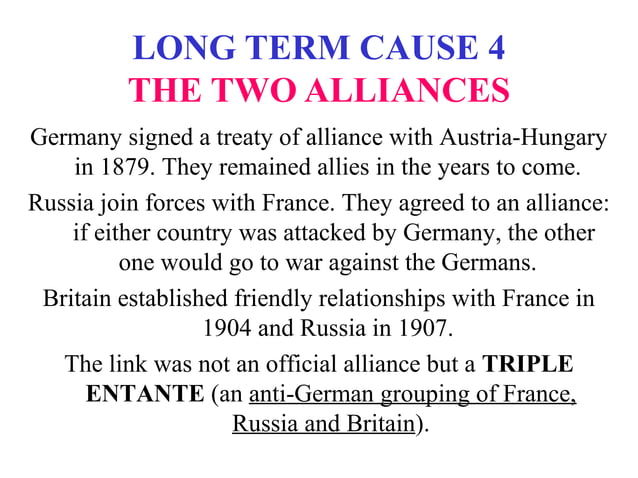 CAMBRIDGE IGCSE HISTORY: LONG/SHORT TERM CAUSES OF WORLD WAR 1 | PPT