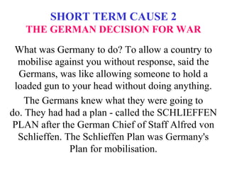CAMBRIDGE IGCSE HISTORY: LONG/SHORT TERM CAUSES OF WORLD WAR 1 | PPT