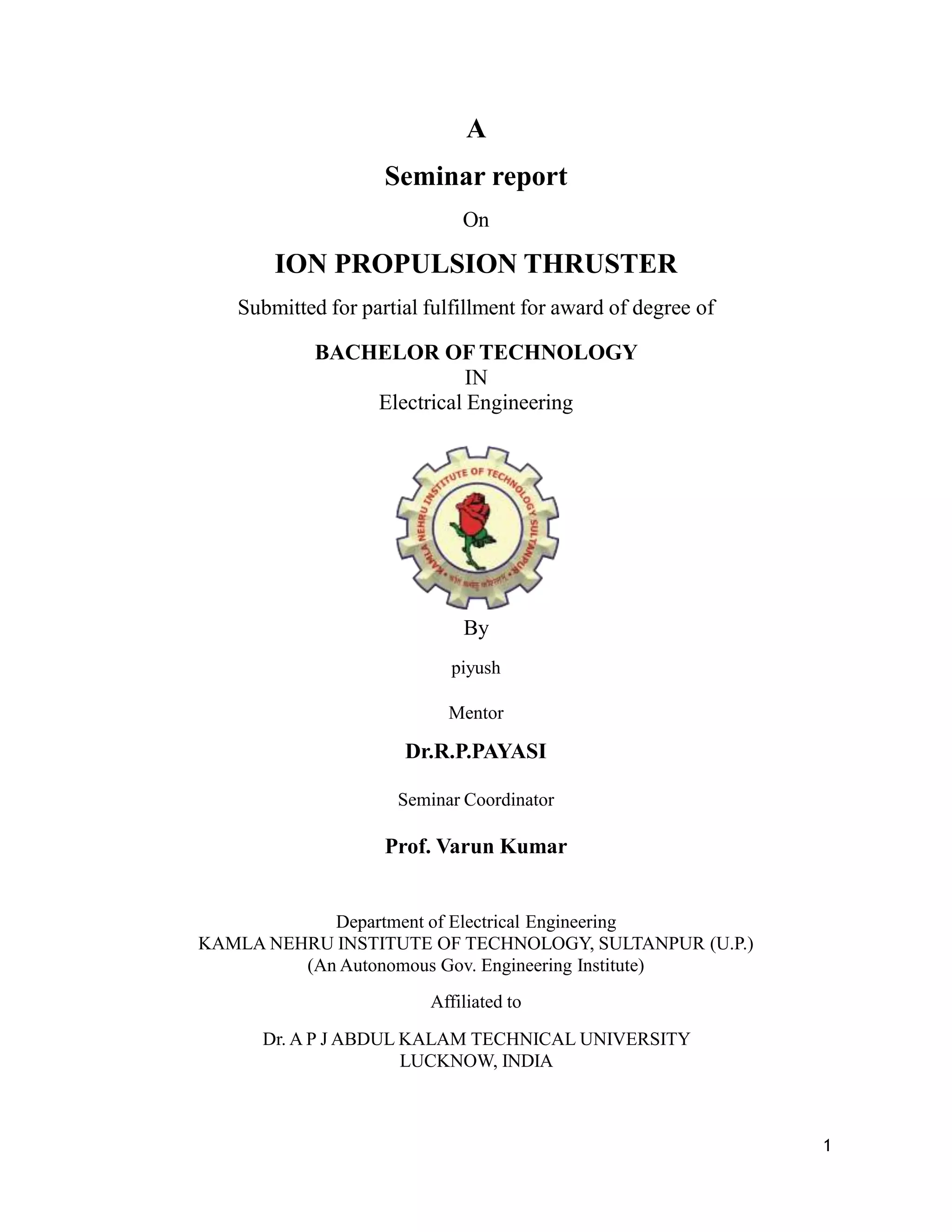 ion propulsion thruster engine | PPTX