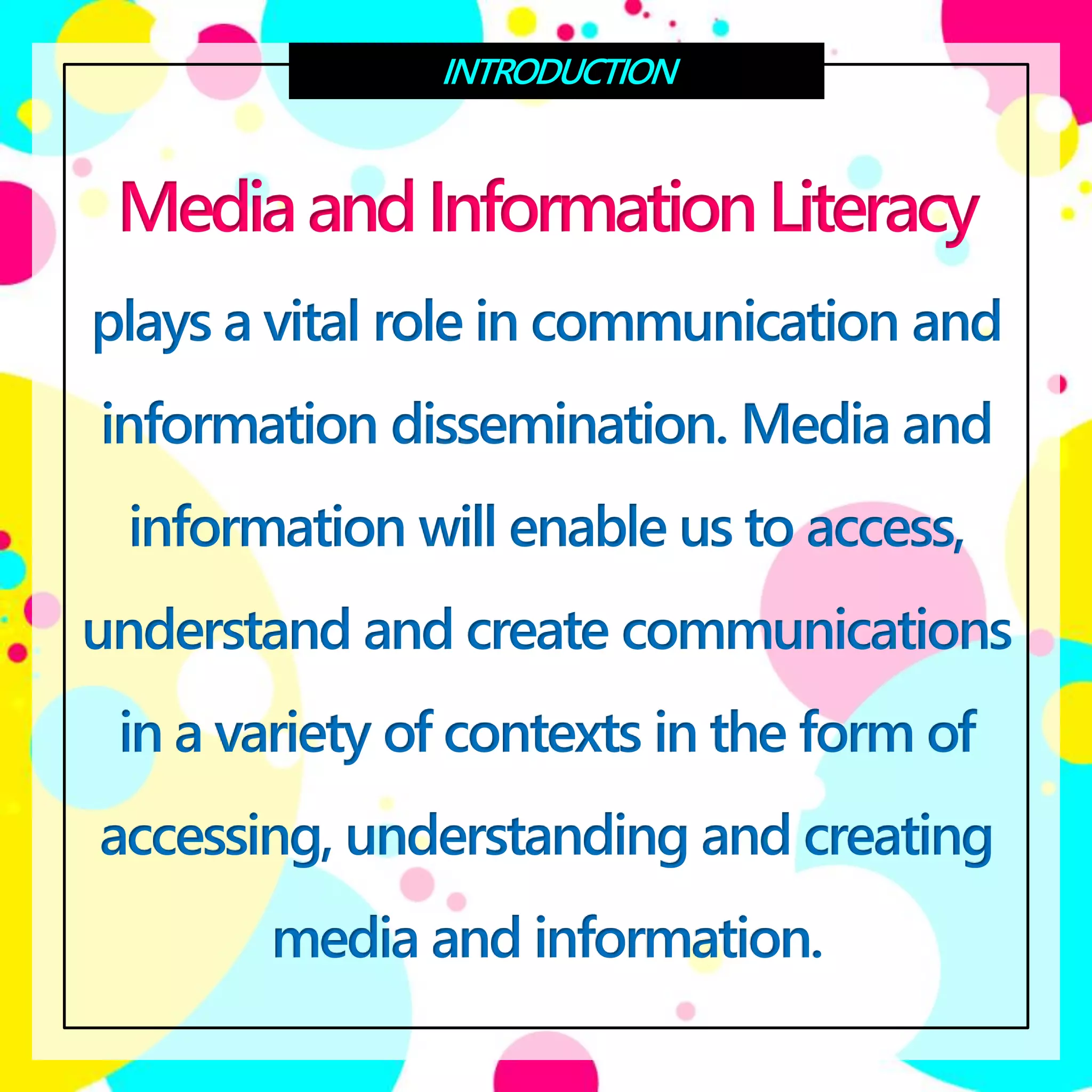 Introduction to Media and Information Literacy | PPTX