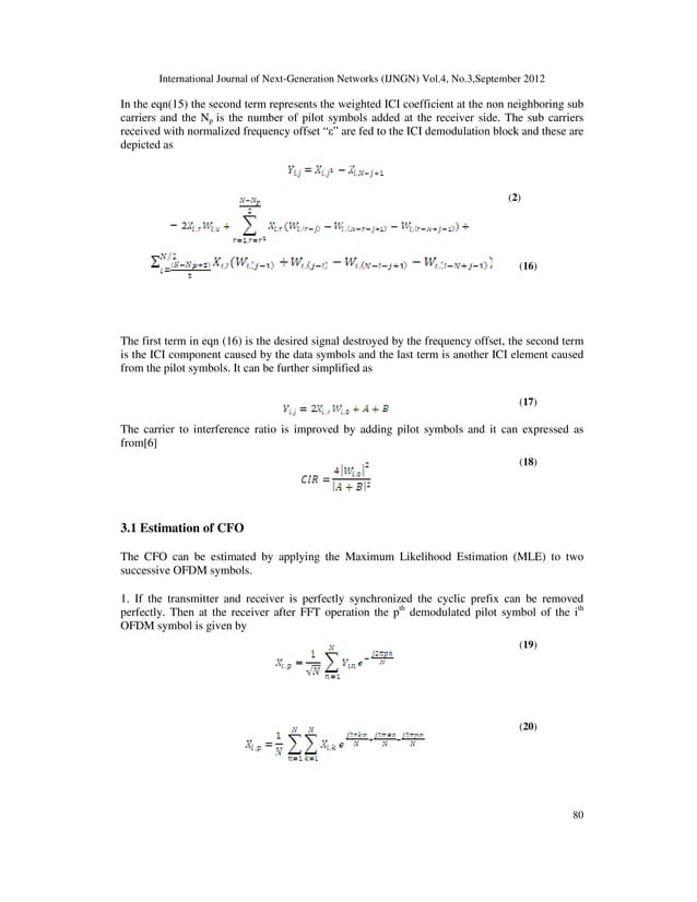 ESTIMATION AND COMPENSATION OF INTER CARRIER INTERFERENCE IN WIMAX PHYSICAL LAYER UNDER VARIOUS ...