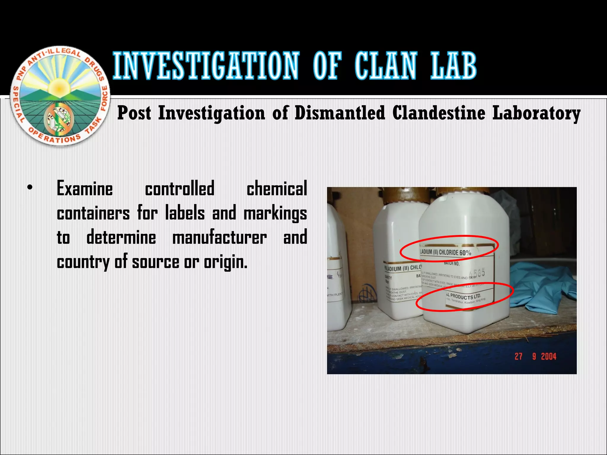 1. clandestine laboratory investigation | PPT