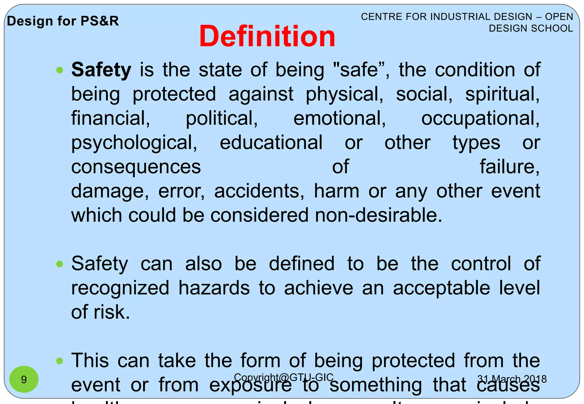 1. design for performance, safety and reliability | PPSX