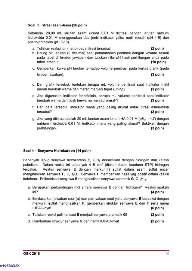 1.osk 2018 kimia_soal | PDF