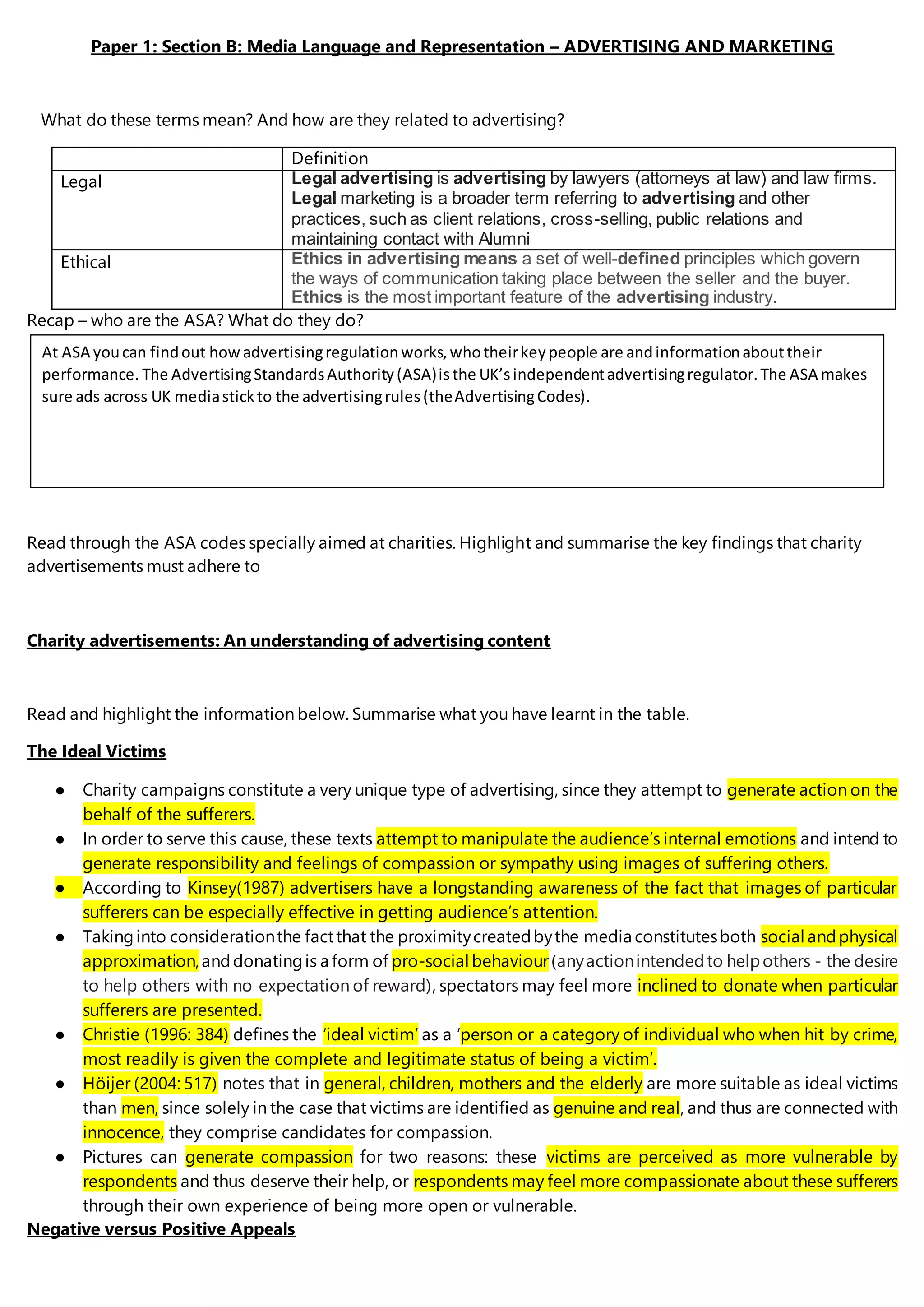 1. asa and charity adverts | DOCX