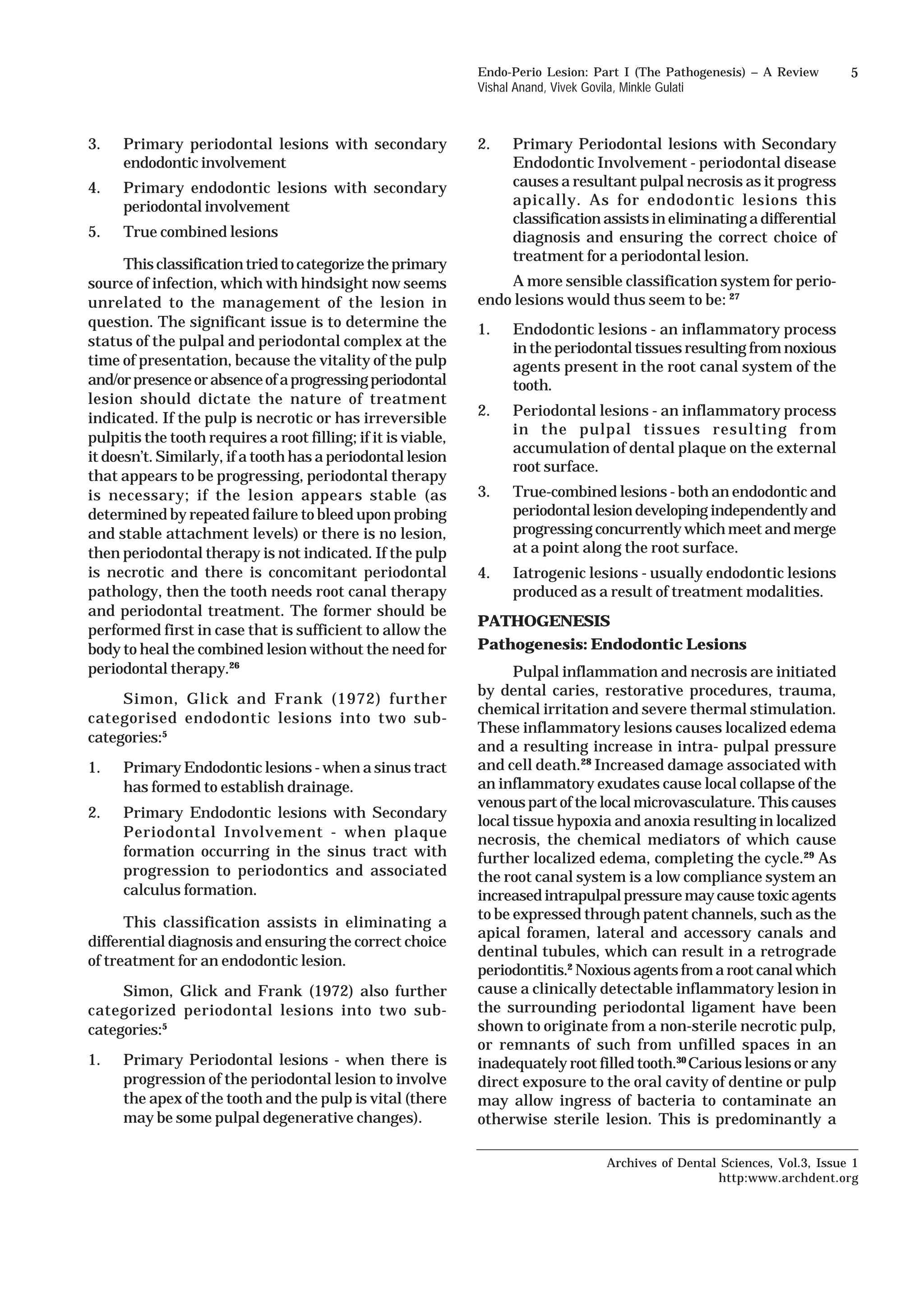 1. endo perio lesion part i (the pathogenesis) | PDF
