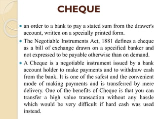 1.promissory note 2.bill of exchange 3.cheque | PPTX