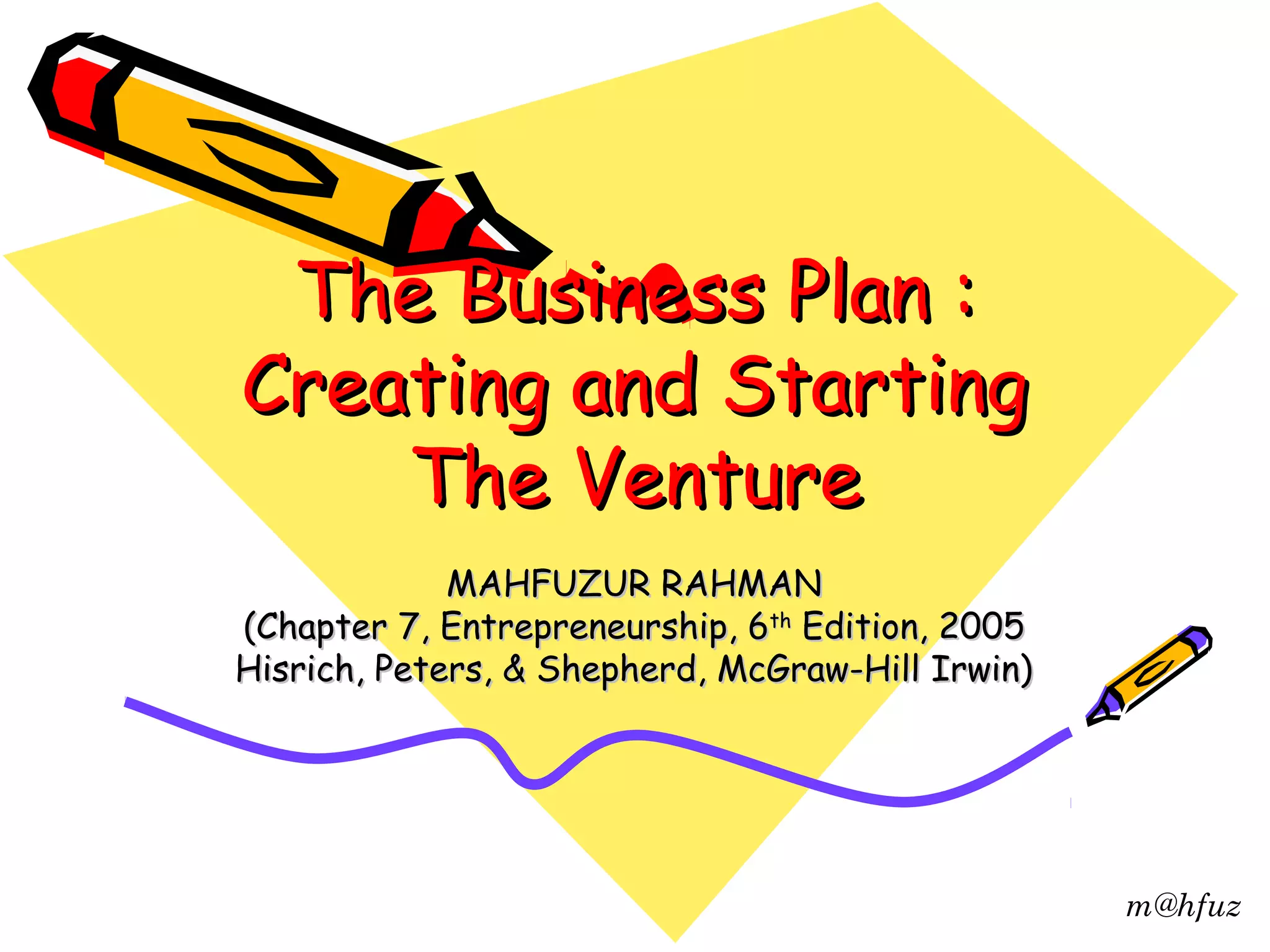 Business plan for a new venture | PPT