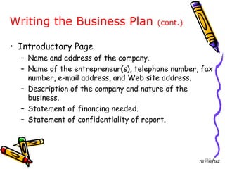 Business plan for a new venture | PPT