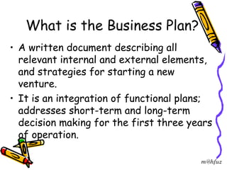 Business plan for a new venture | PPT