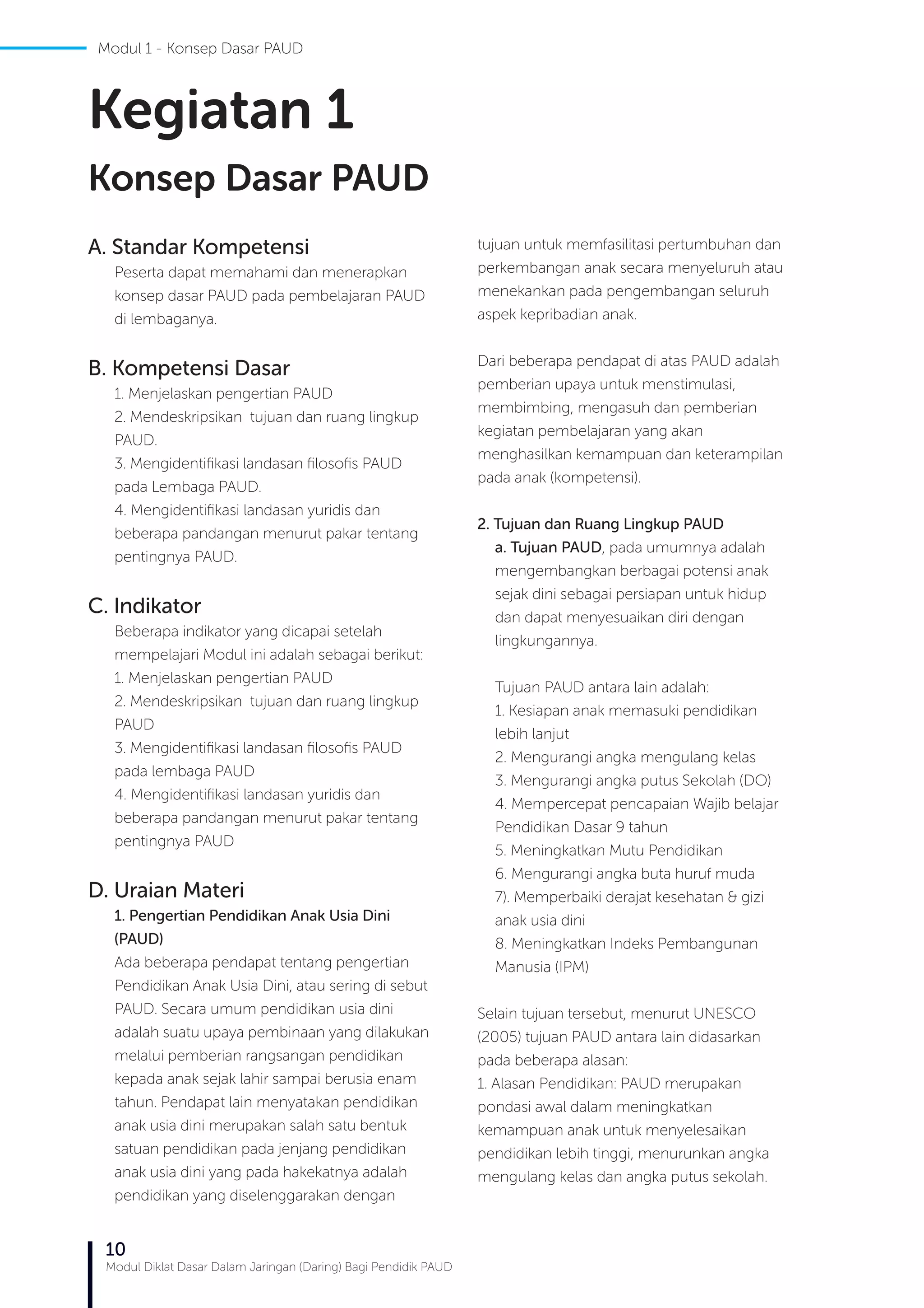 Modul konsep dasar paud 1 | PDF