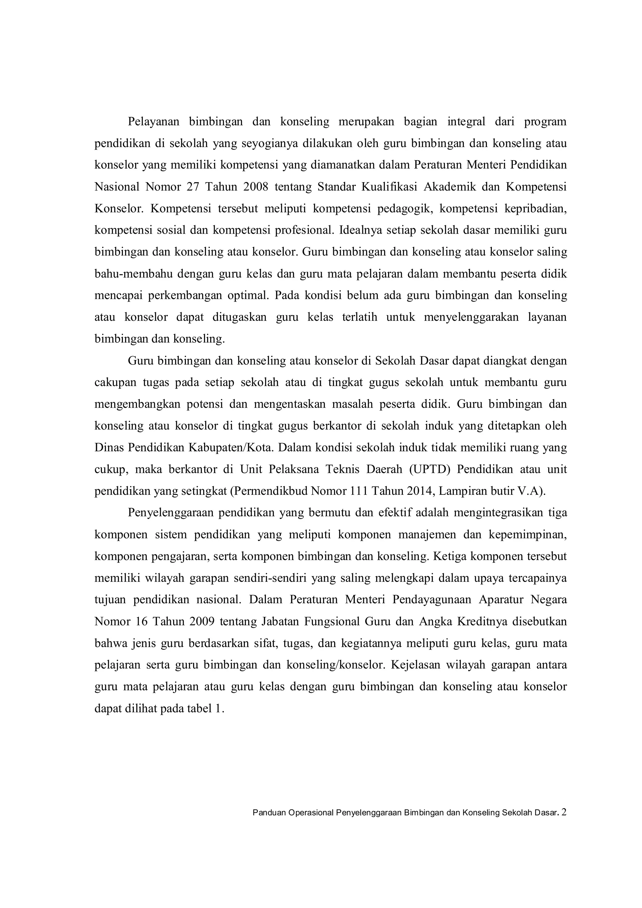 panduan penyelenggaraan BK di SD | PDF