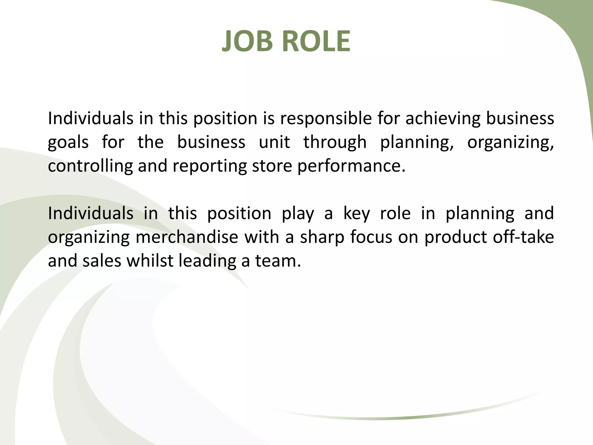 DEPARTMENTAL MANAGER - RETAIL ALES | PPTX