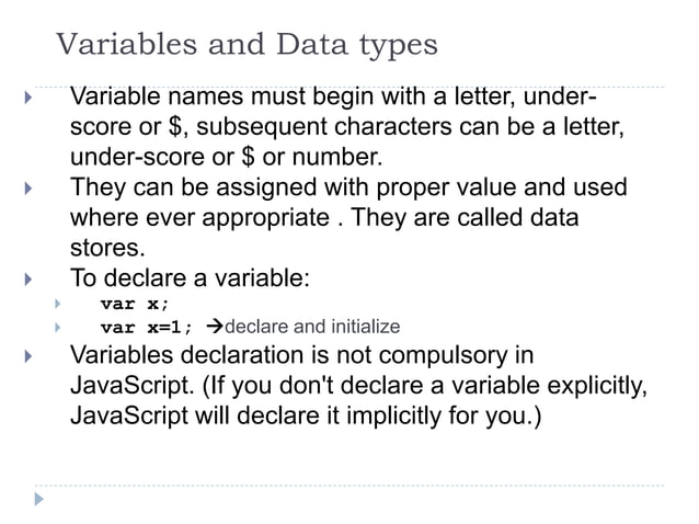 1 Java Script Language Fundamentals Ppt