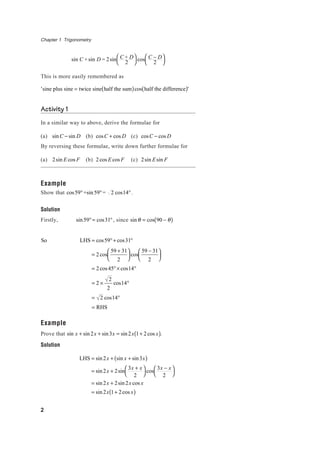 1.trigonometry Further Mathematics Zimbabwe Zimsec Cambridge | PDF