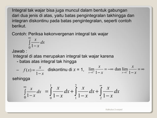 Integral Tak Wajar ( Kalkulus 2 ) | PPS