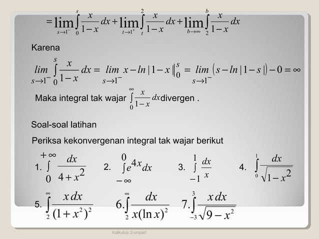 Integral Tak Wajar ( Kalkulus 2 ) | PPS